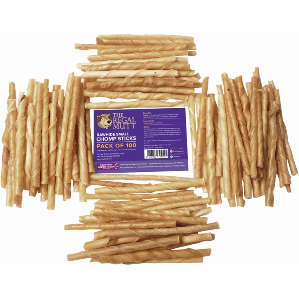 Rawhide Chomp Sticks - 100 Chews - Regal Mutt