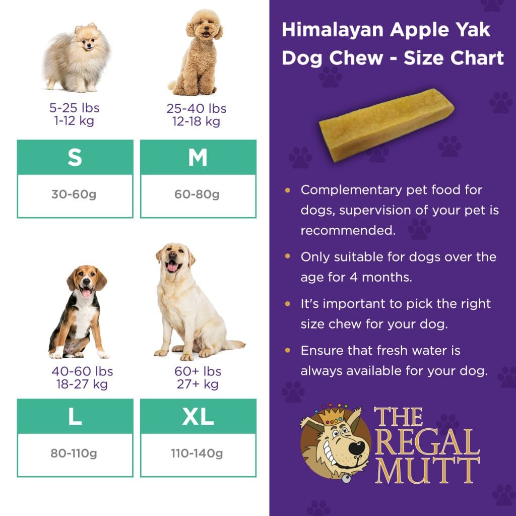 Himalayan Yak Chews - Apple Flavour - Medium - Bag of 5 - Regal Mutt
